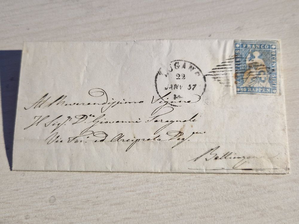 Strubel Briefumschlag Lugano - Bellinzona 1857 (Gebraucht) in Burgdorf ...