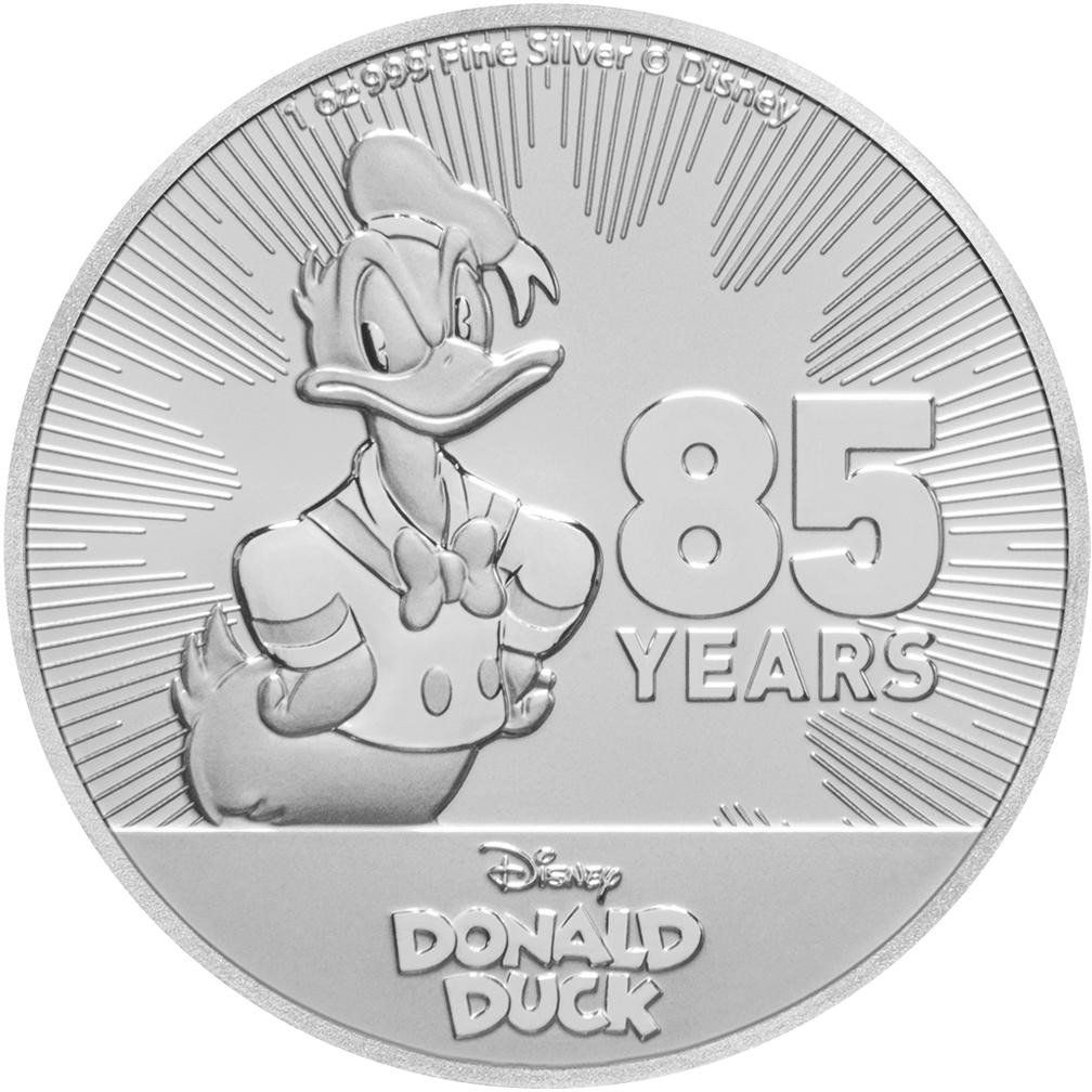85 DONALD DUCK JAHREN JUBILÄUM 1 OZ UNZE SILBER 2019 (Neu und ...