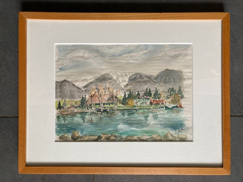 GEMÄLDE AQUARELL UNLESERLICH SIGNIERT Holzrahmen / Glas (Gebraucht) in Subingen für CHF 19.5 ...