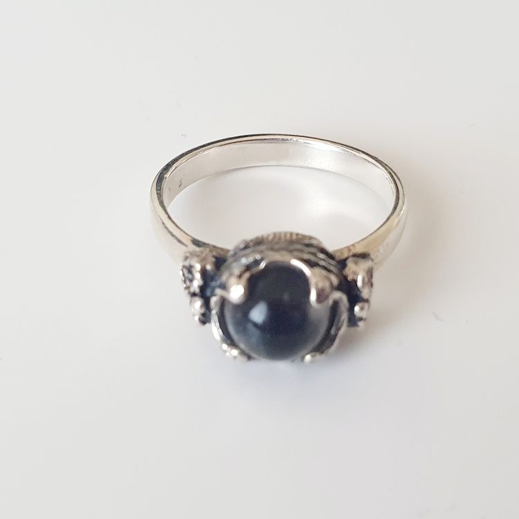 VINTAGE 925 SILBER RING MIT RAUCHQUARZ, Grösse 19.7mm (Gebraucht) in ...