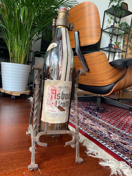 Vintage Asbach Uralt Flaschenhalter und Flasche. | Acheter sur Ricardo