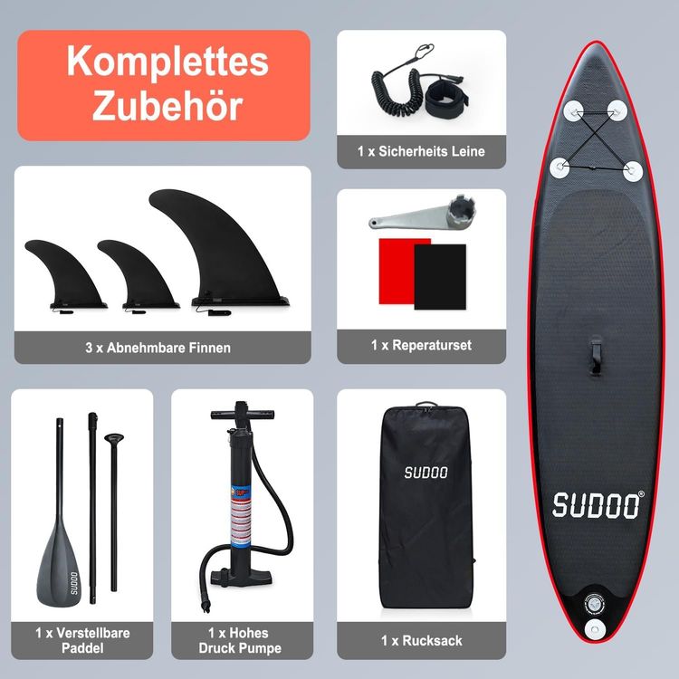Stand Up Paddle 300 cm Komplett mit Zubehör, Paddel Flossen (Neu und ...