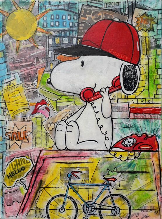 Gemälde Pop Art Snoopy Peanuts Künstler: Manuela Reitz (Neu und ...