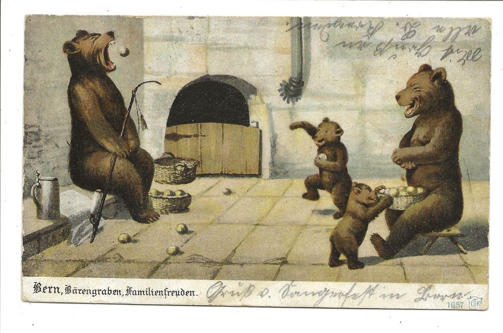 Bärenkarte - Familienfreuden im Bärengraben - Bern 1907 (Gebraucht) in Engelburg für CHF 17.9 ...