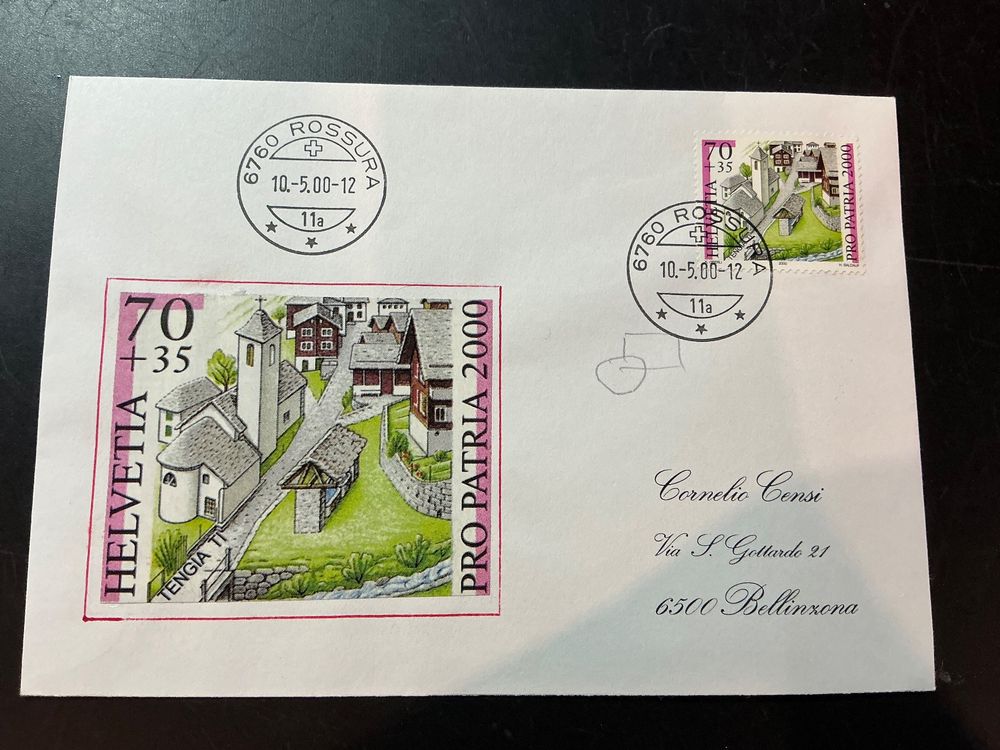 Pro Patria 2000 Ersttagsbrief Tengia TI, Rossura selten! ... (Gebraucht ...