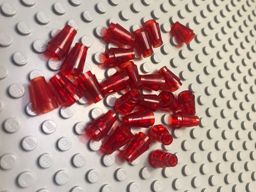 Lego 10x Kegel (4589) transparent rot | Acheter sur Ricardo