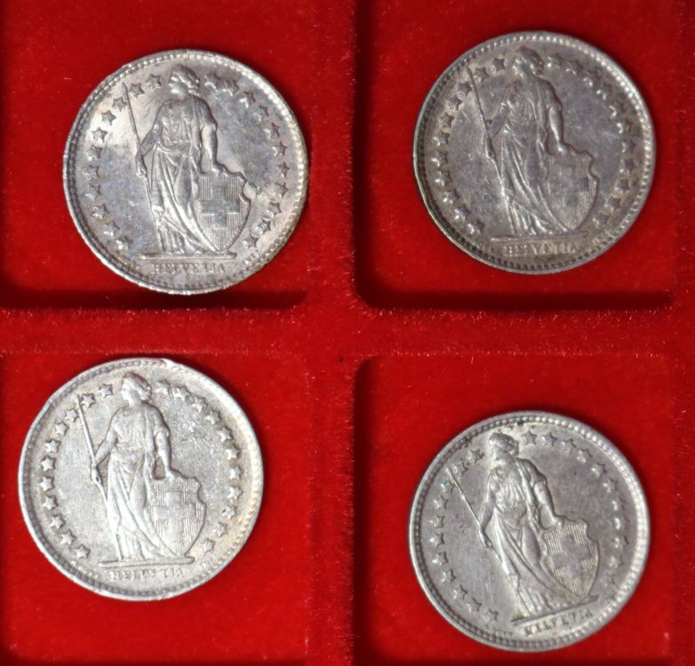 50 Rappen Lot Silbermünzen 1944, 1946, 1951, 1957 (Gebraucht) in Winterthur für CHF 5.4 – mit ...