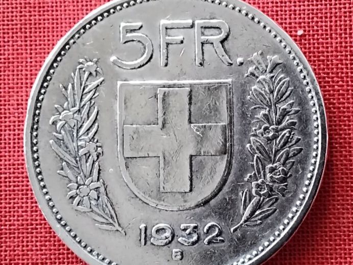 5 Franken Silbermünze 1932 B, Schweiz CH (Gebraucht) in Flims Waldhaus für CHF 13 – mit ...