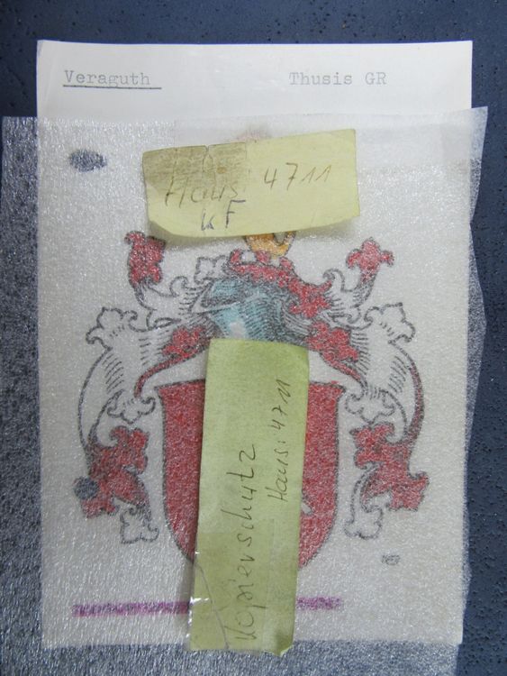 VERAGUTH THUSIS GR FAMILIENWAPPEN KARTE ALT HANDBEMALT (Gebraucht) in ...