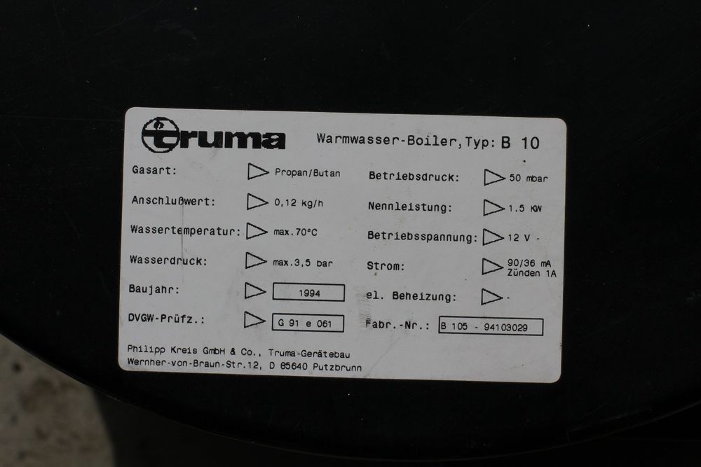 Boiler Truma (Gebraucht) in Heimiswil für CHF 86 – nur Abholung auf ...