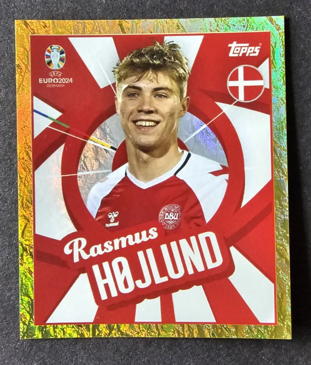 EM 2024 Topps Sticker Rasmus Hojlund DEN PTW Gold (Neu (gemäss ...