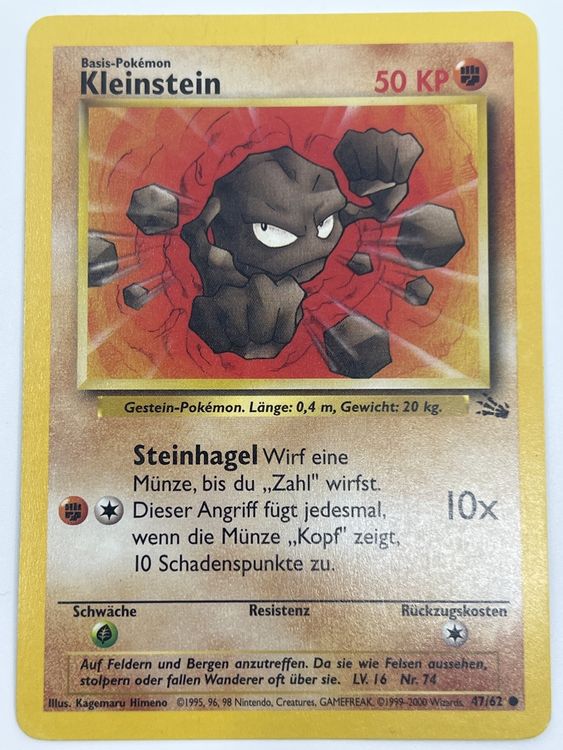 Kleinstein Pokemon Karte Nr. 47/62 Fossil | Kaufen auf Ricardo