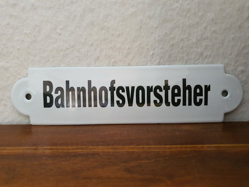 Emailschild Bahnhofsvorsteher Zug Bahn Tram Emaille Schild (Neu (gemäss Beschreibung)) in ...
