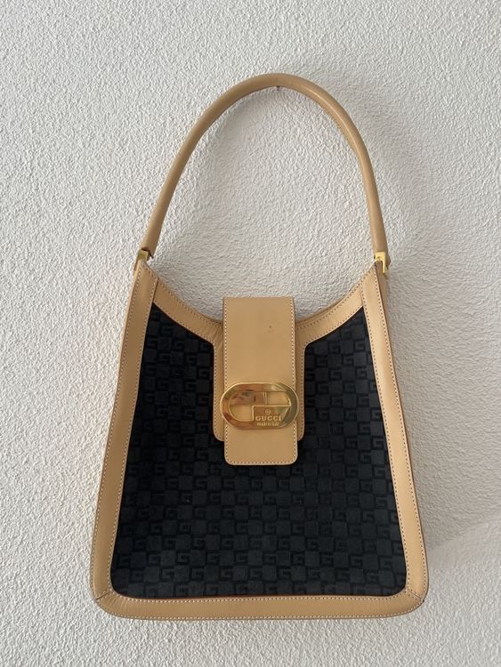 Vintage Gucci Handbag Black Leather Gold Hardware | Kaufen auf Ricardo