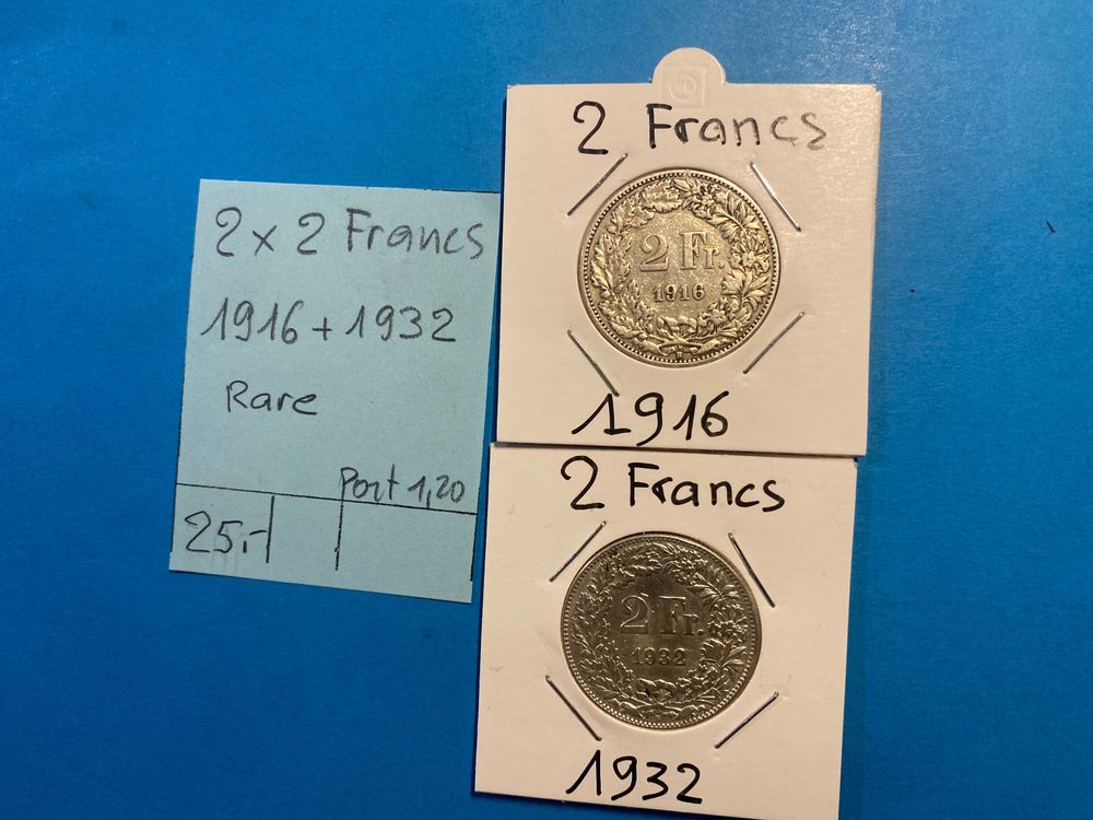 2 X 2 FRANCS 1916 + 1932 - RARE | Kaufen auf Ricardo