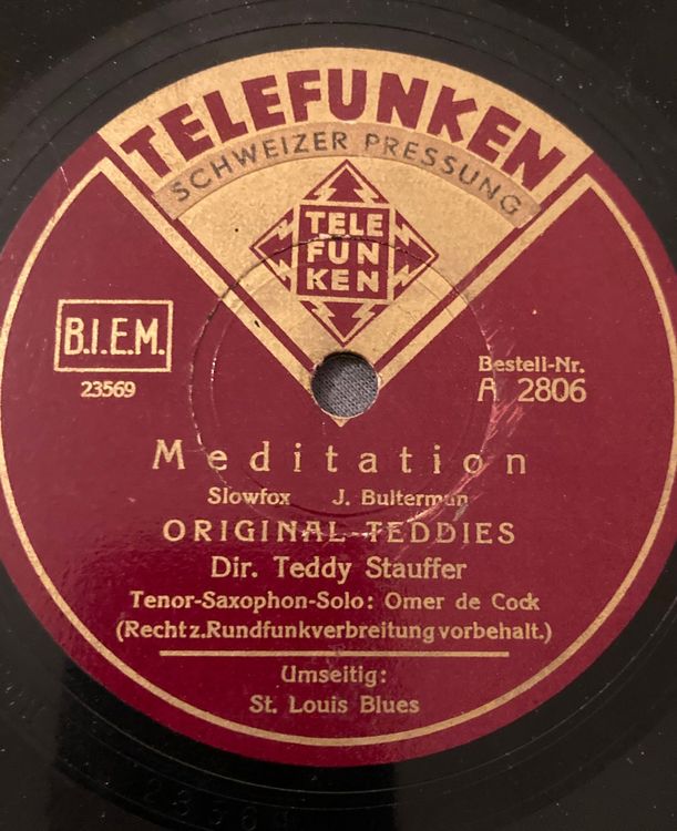Original Teddies-Teddy Stauffer-Schellack-10“-78RPM | Kaufen auf Ricardo