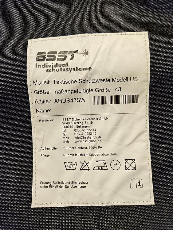 Ballistische Schutzweste von BSST Polizei SEK mit Platten (Gebraucht ...