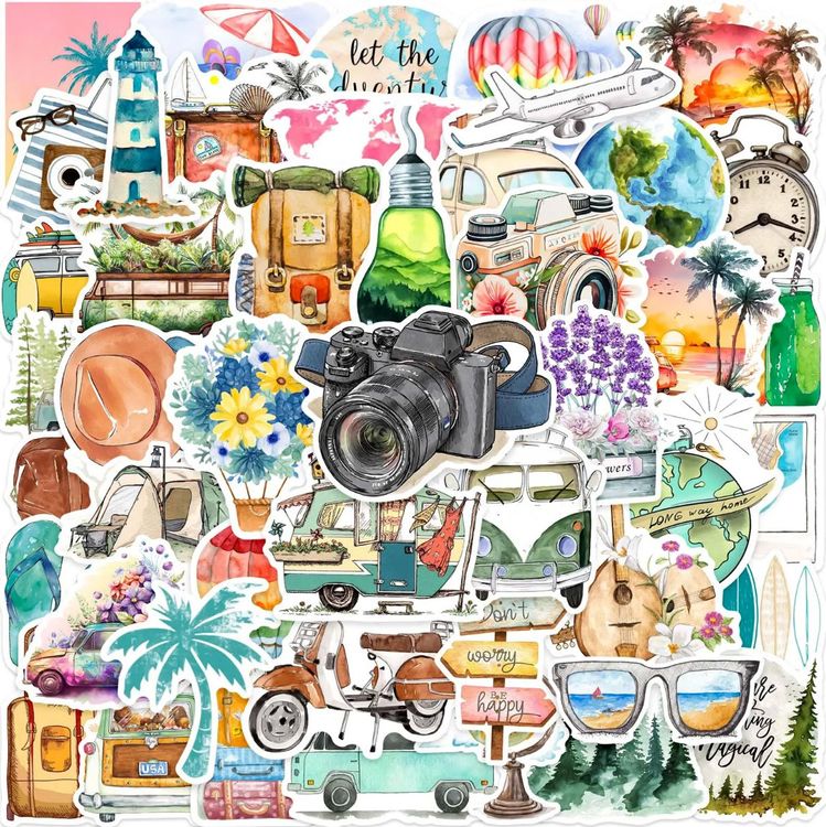 50 Stk. Sticker Aufkleber - Safari Camping Reise (Neu und ...