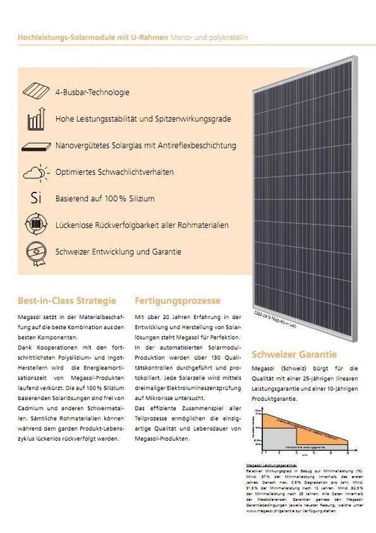 26 Stück Megasol PV-Module P275 U40 (Neu und originalverpackt) in für ...