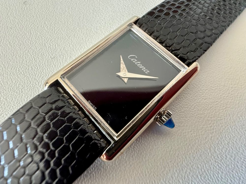 CATENA Tank type, MEDIUM, white gold plated, Mechanical (Neuf avec ...