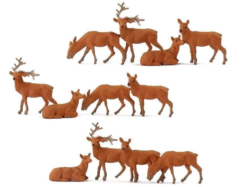 12 HIRSCH FIGUREN MODELLBAU EISENBAHN H0 - MODELLEISENBAHN (Neu und ...