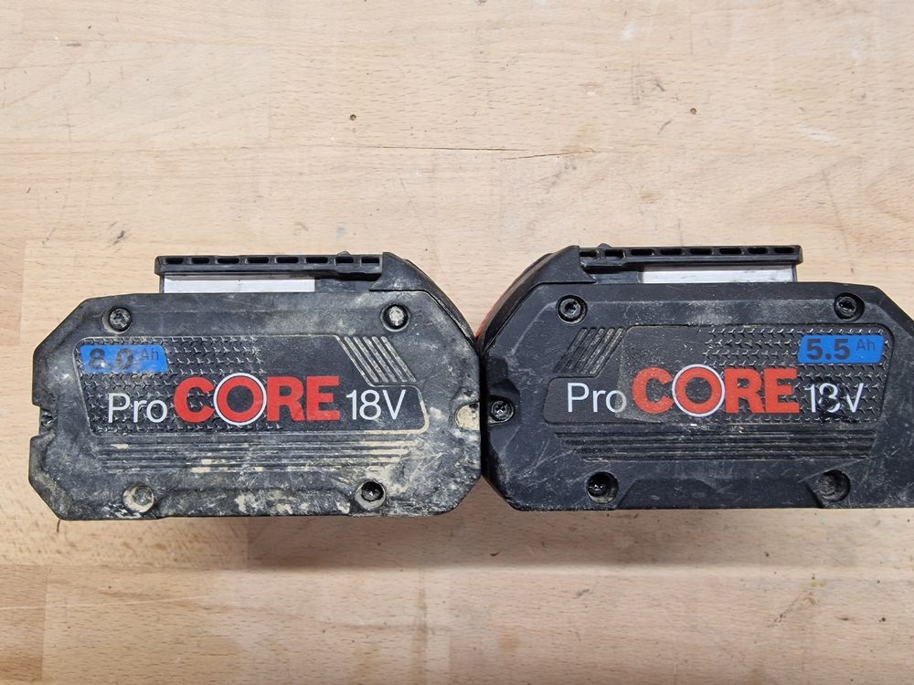 2x Bosch Professional Akku Pro Core 18V 1x 8Ah 1x 5.5 Ah (5) (Defekt ...