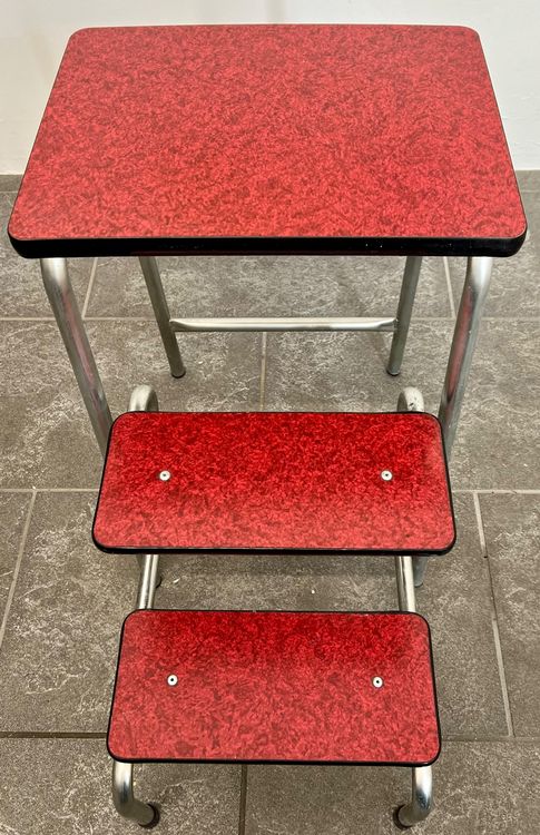 60/70 Jahre Stahlrohr 3 Tritt Kelko Rot Hocker (Gebraucht) in ...