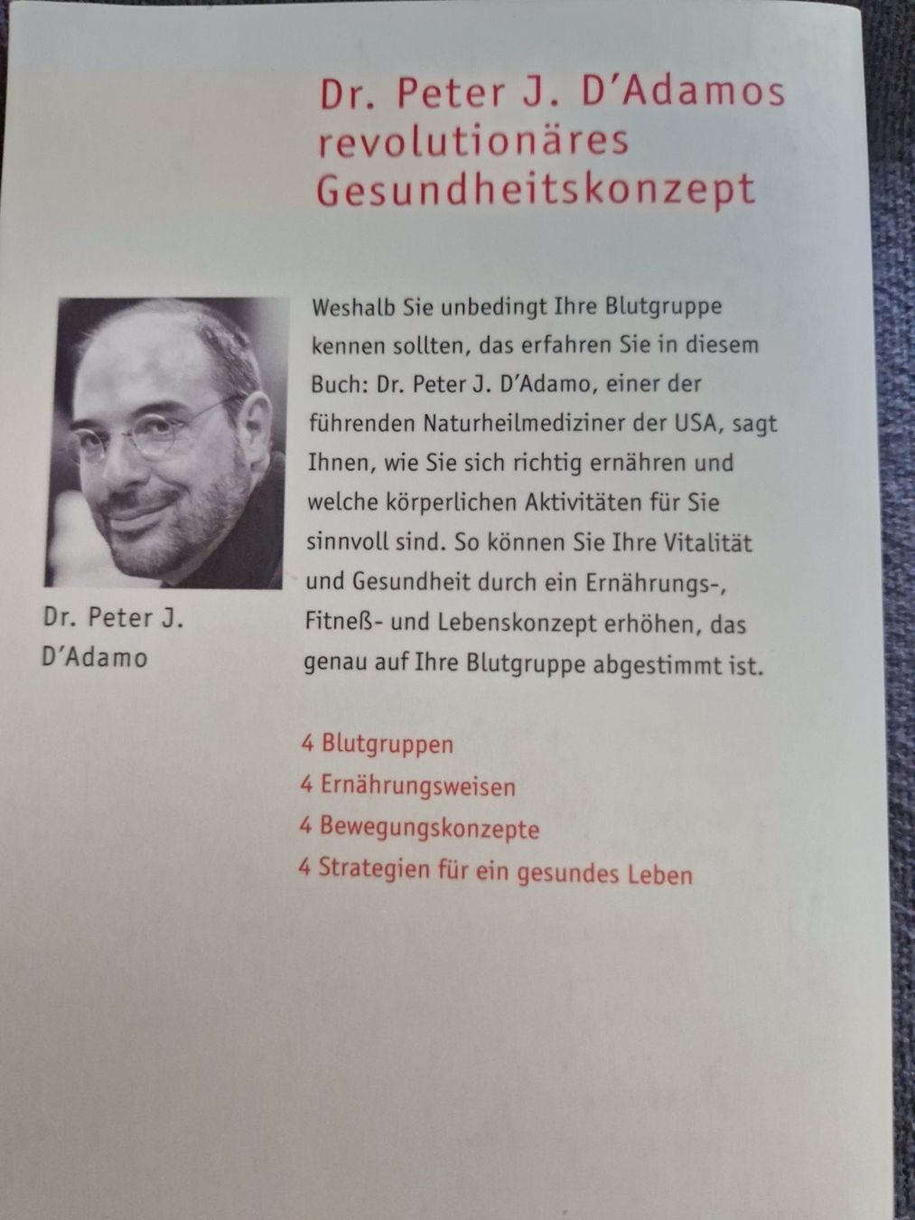 Dr. Peter J. D'Adamo 4 Blutgruppen Lebensführung (Gebraucht) in Neuhausen am Rheinfall für CHF 4 ...