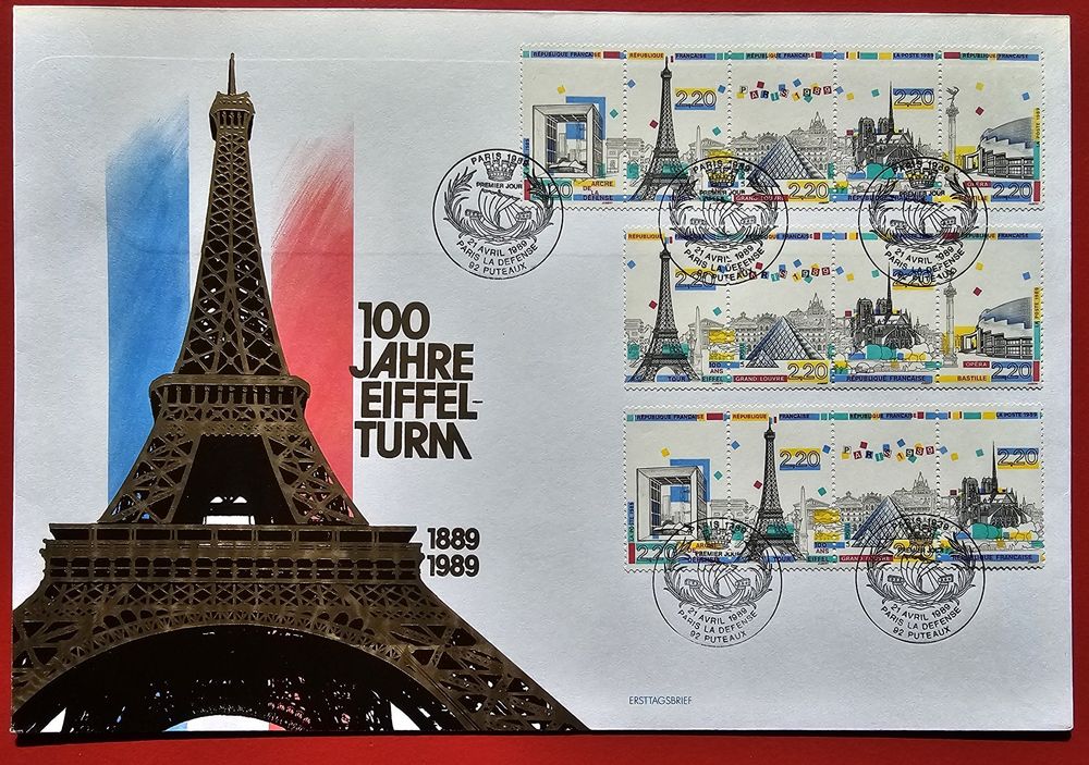 FRANCE PARIS LA DEFENCE 100 ANNIVERSAIRE TOUR EIFEL FDC 1989 (Neu (gemäss Beschreibung)) in ...