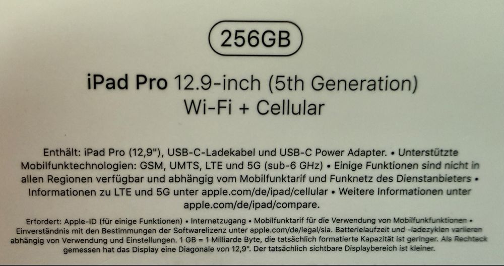 Apple iPad Pro 12.9" (5. Gen) 256GB WiFi (Gebraucht) in Zufikon für CHF ...