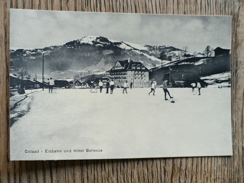 Alte PK / Gstaad - Eisbahn und Hotel Bellevue ca. 1910 (Gebraucht) in ...