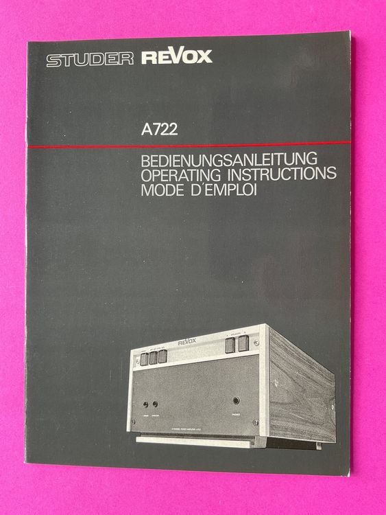 ReVox A 722 Bedienungsanleitung | Kaufen auf Ricardo