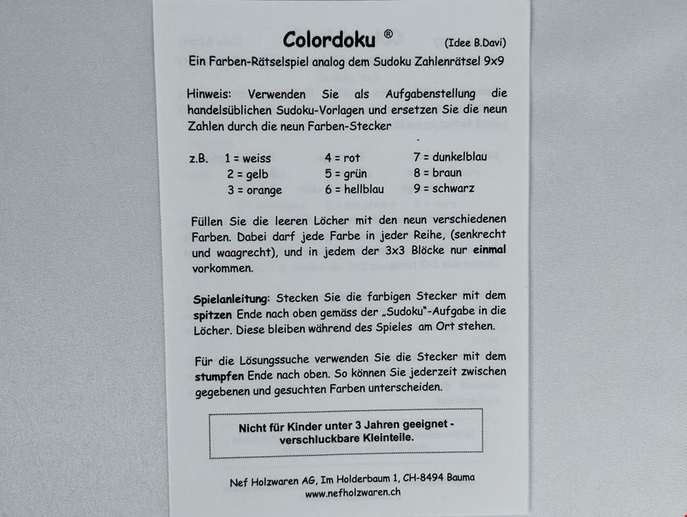 COLORDOKU Farbsudoku aus Holz (Neu (gemäss Beschreibung)) in ...