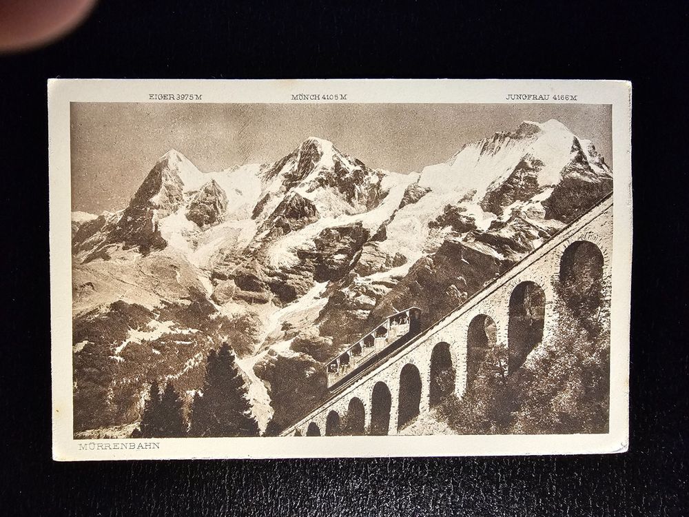 PK Postkarte Mürren Bahn mit Eiger Mönch und Jungfrau (Gebraucht) in Dallenwil für CHF 5 – mit ...