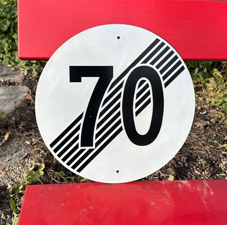 Verkehrstafel - Verkehrsschild ø 40 cm - Ende 70 km/h (Gebraucht) in ...