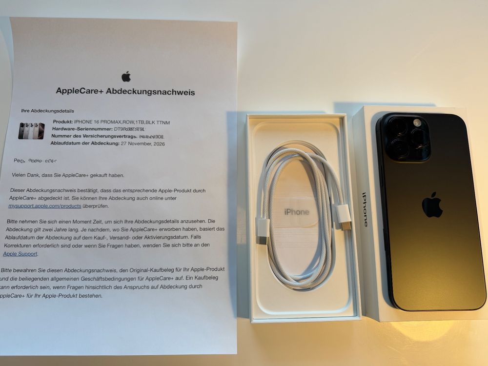 iPhone 16 ProMax, 1TB, Apple Garantie November 2026, Black (Gebraucht ...
