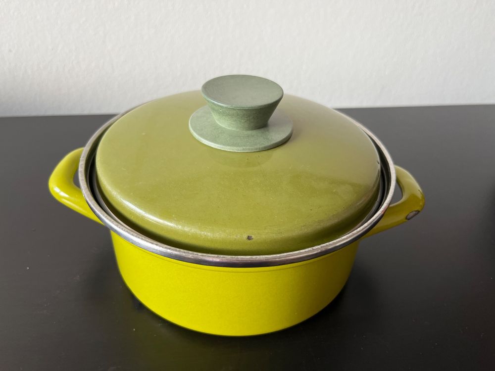Vintage Kasserolle, Topf mit Deckel, grün, 18 cm | Kaufen auf Ricardo
