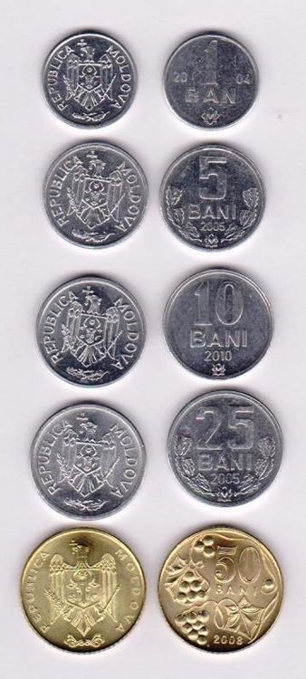MOLDAVIE 5 MONNAIES NON-CIRCULÉES 2004-2010 / 1 à 50 BANI (Neuf (Voir ...