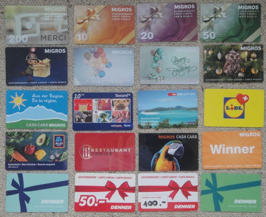 Diverse Geschenkkarten Migros, Denner, Lidl etc. (Gebraucht) in Bern für CHF 1 – mit Lieferung ...