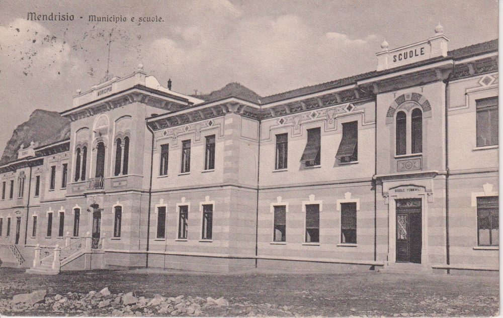 AK Mendrisio - Municipio e scuole 1908. (Gebraucht) in Riva San Vitale ...