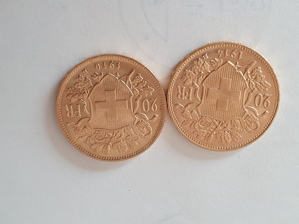 Schweizer Goldvreneli 20 Fr 1910 und 1914 B (Gebraucht) in Hägendorf ...