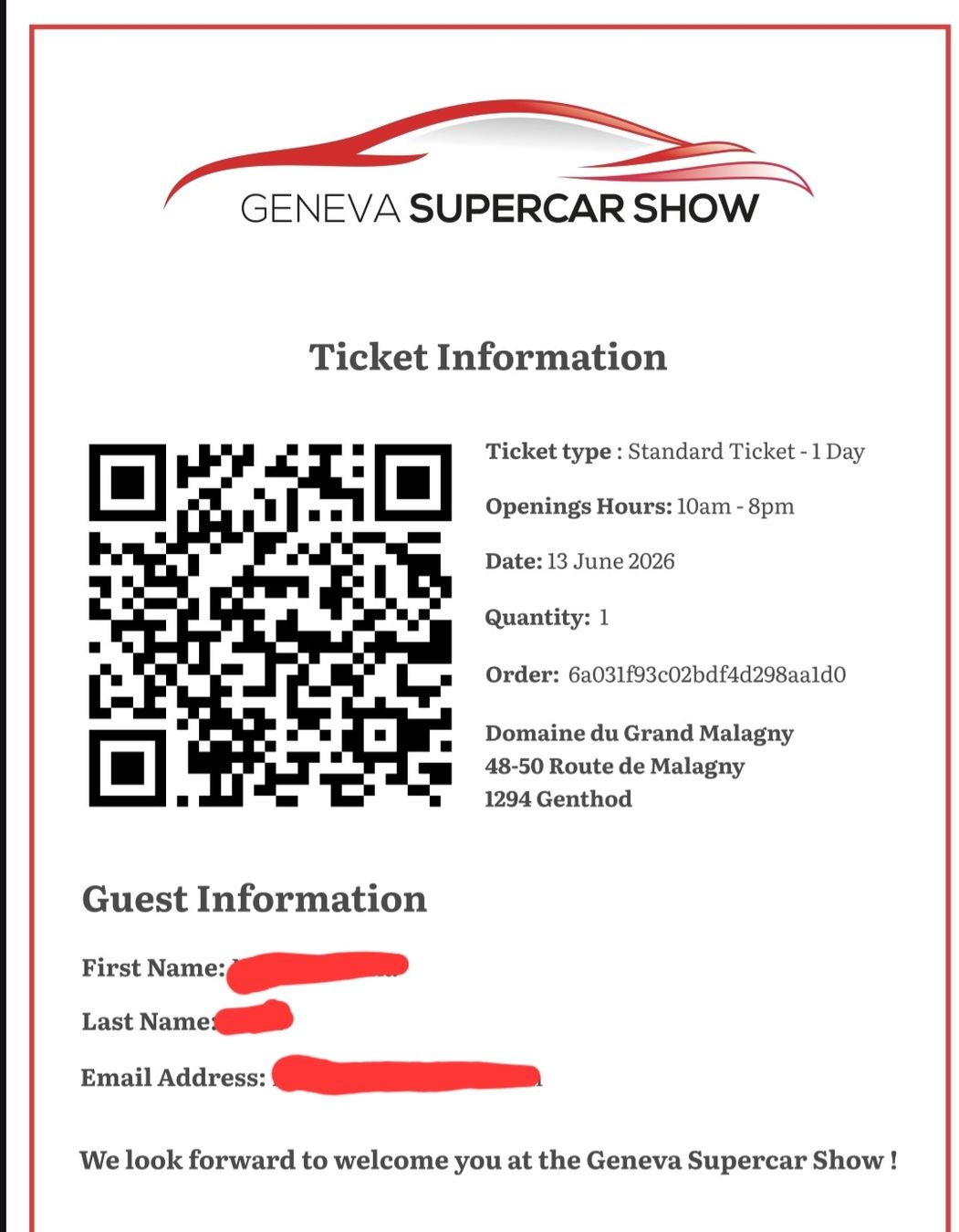 2 tickets pour Geneva Supercar Show (Neu und originalverpackt) in ...