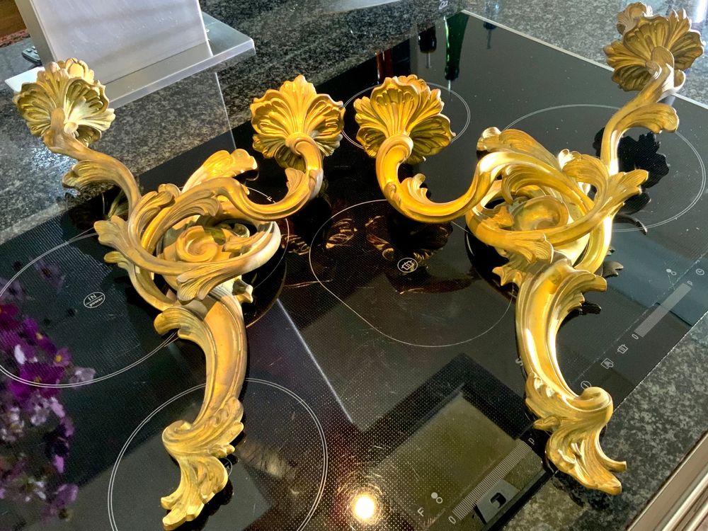 JUGENDSTIL PAAR WAND KERZENLEUCHTER BRONZE MASSIV FRANKREICH (Gebraucht) in Biglen für CHF 26 ...