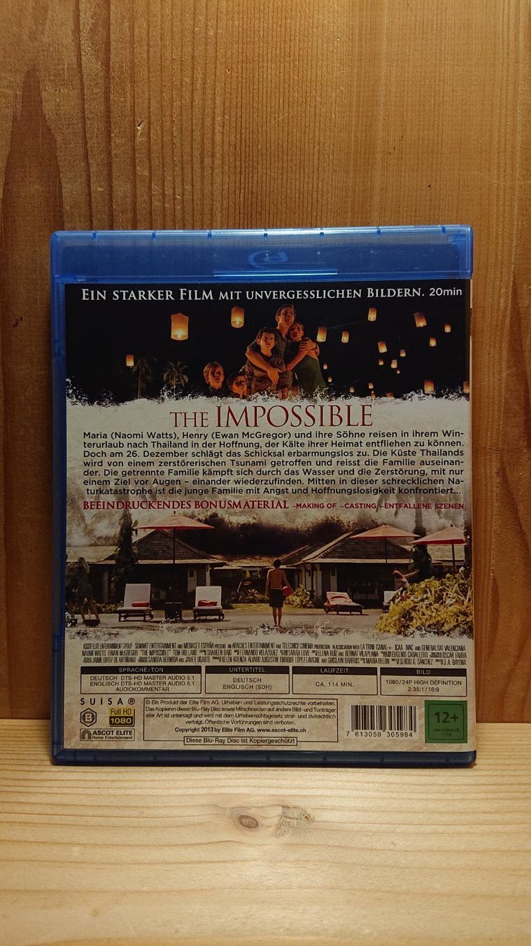 THE IMPOSSIBLE Blu-Ray mit Naomi Watts und Ewan McGregor (Gebraucht) in ...