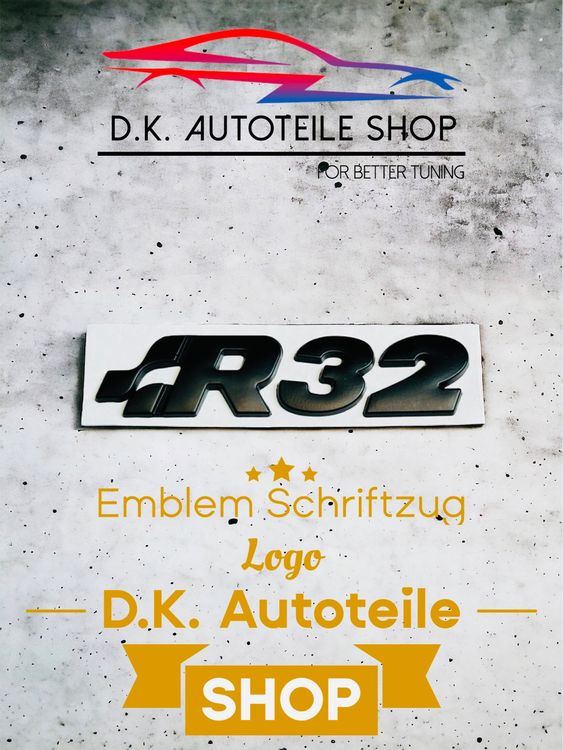 VW R32 Emblem Schriftzug Logo aus Metall NEU in Schwarzmatt (Neu und ...