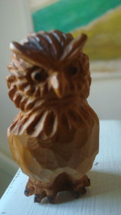 Kleine Eule aus Holz geschnitzt 6,5 cm | Kaufen auf Ricardo