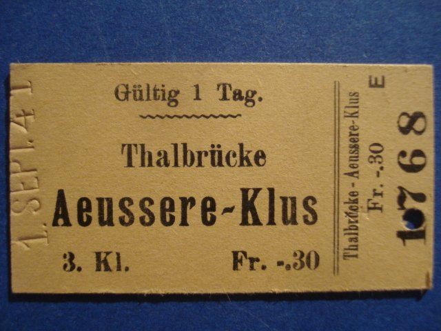 SBB - 1.9.1941 - THALBRÜCKE - AEUSSERE KLUS - 3.Klasse | Kaufen auf Ricardo