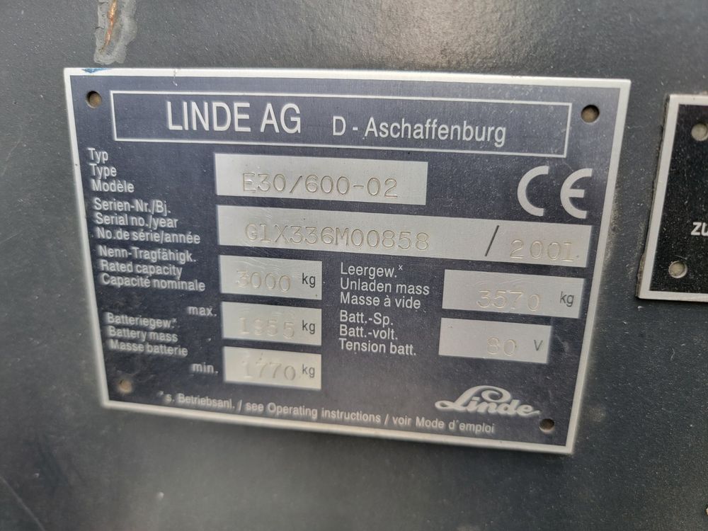 Stapler Linde E30 mit Klemmgabel Hub 345cmcm (Gebraucht) in Amriswil ...