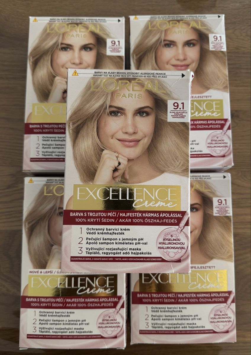 5x Loreal Excellence Creme 9.1 Hellt blonde Haare auf! Neu (Neu (gemäss ...