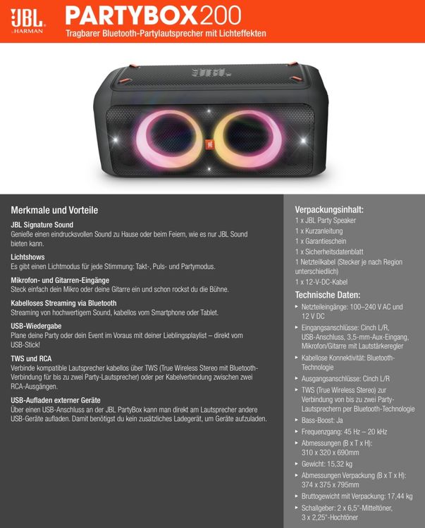 JBL Partybox 200 | Kaufen auf Ricardo